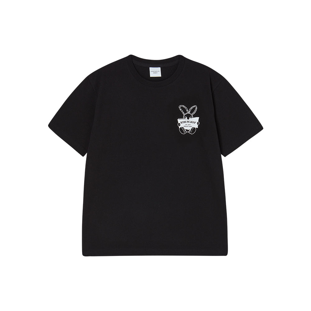 ADLV | NEWSPAPER RABBIT SHORT SLEEVE T-SHIRT BLACK | ADLV Malaysia